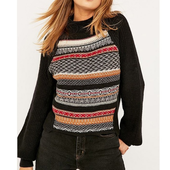 Urban Outfitters | Sweaters | Uo Ecote Movie Night Fair Isle Boho Mock ...